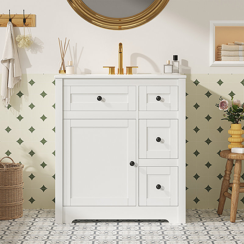 Winston Porter 30'' Single Bathroom Vanity with Ceramic Top & Reviews ...