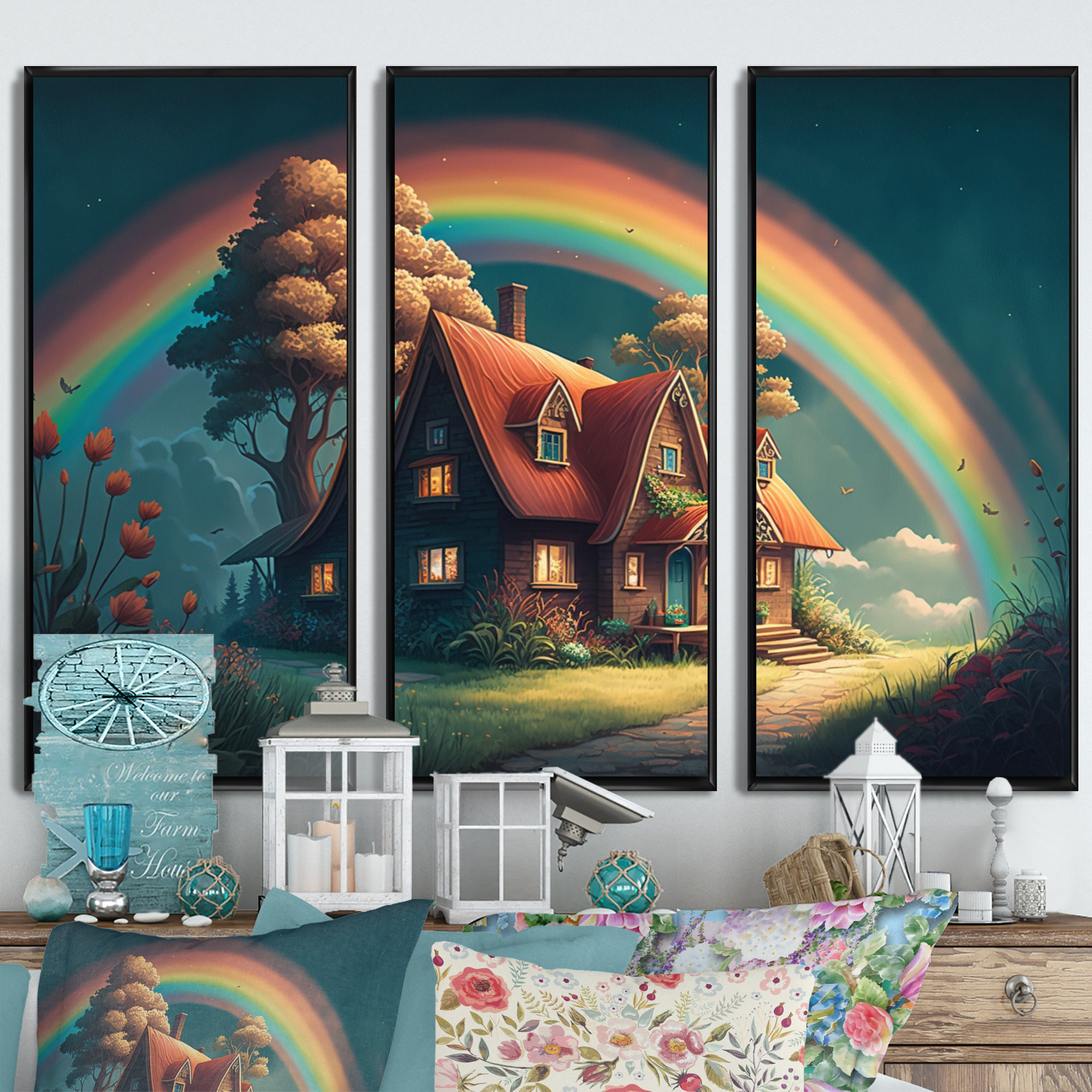 August Grove Cozy Country Cottage Under The Rainbow II Cozy Country ...