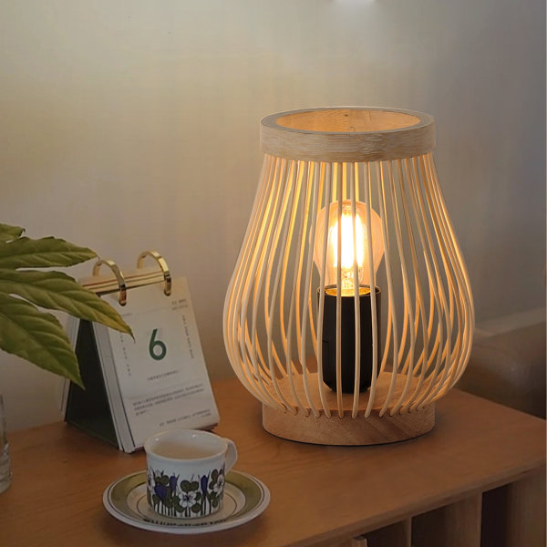 Bayou Breeze Armin Farmhouse Bamboo Rattan Table Lamp, Industrial ...
