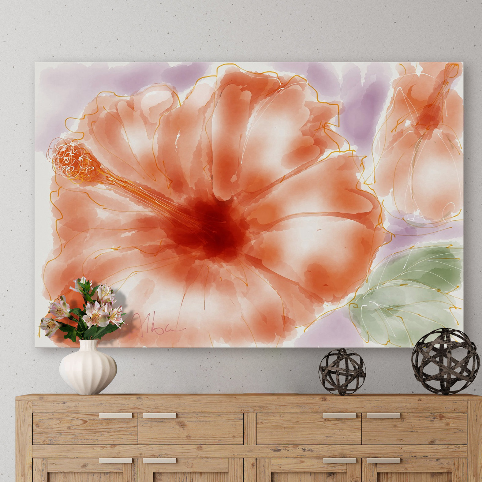 Marmont Hill 'Pink Hibiscus' by Arthur Pina Painting Print on Wrapped ...