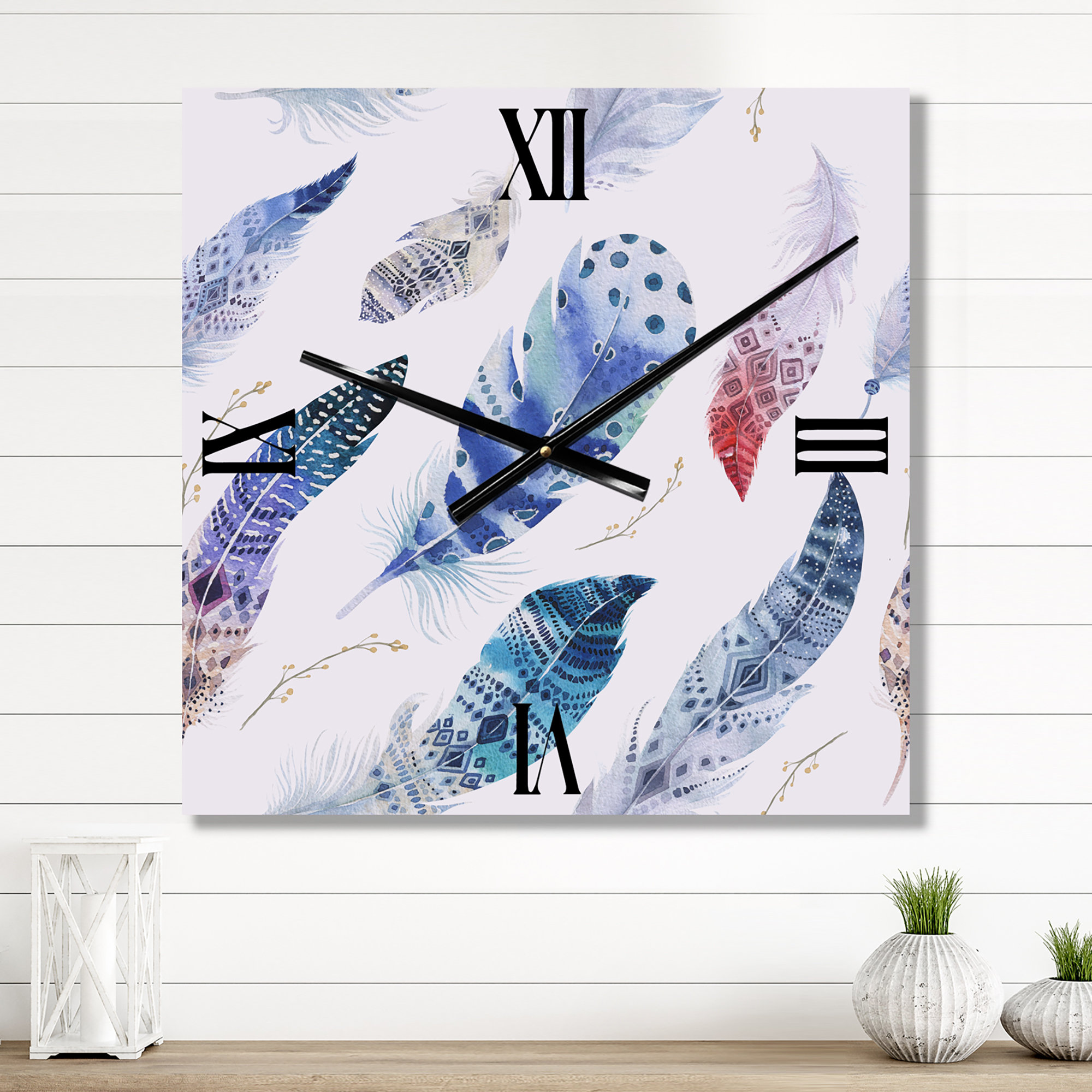 East Urban Home Elegant Blue Boho Feathers - Bohemian & Eclectic Wall ...