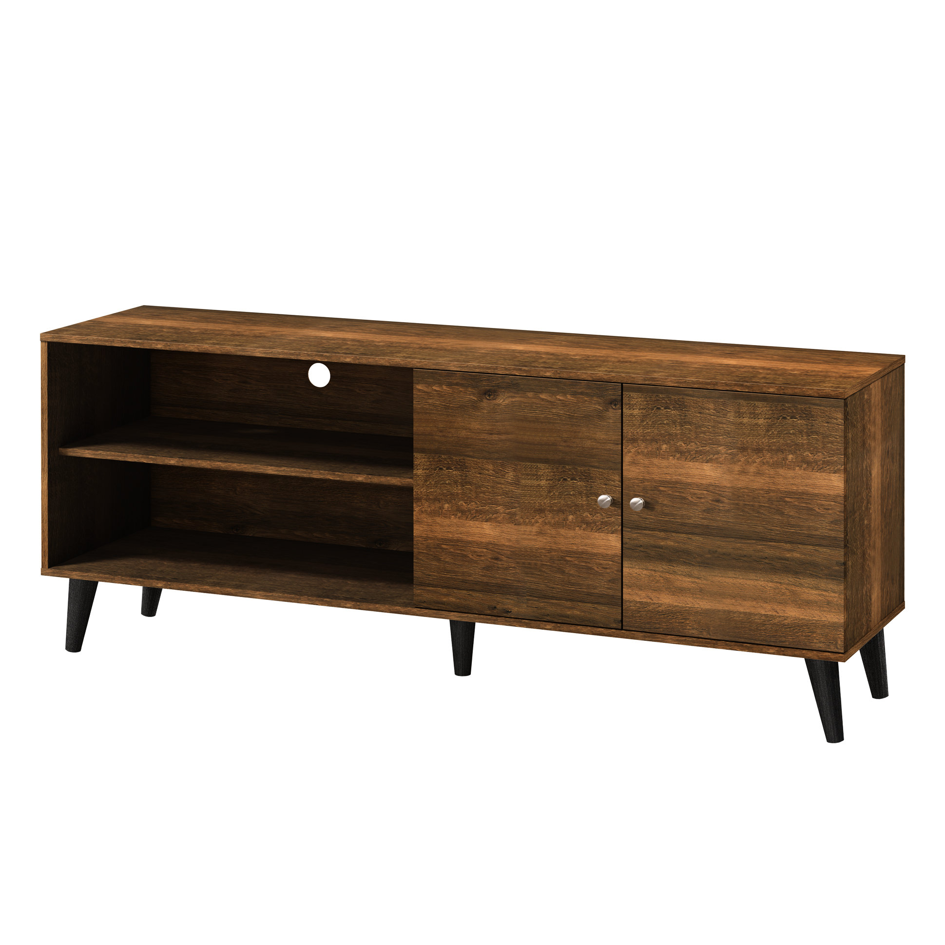 George Oliver Sleek Brown Tv Stand With Concealed Storage For Tvs Up To ...