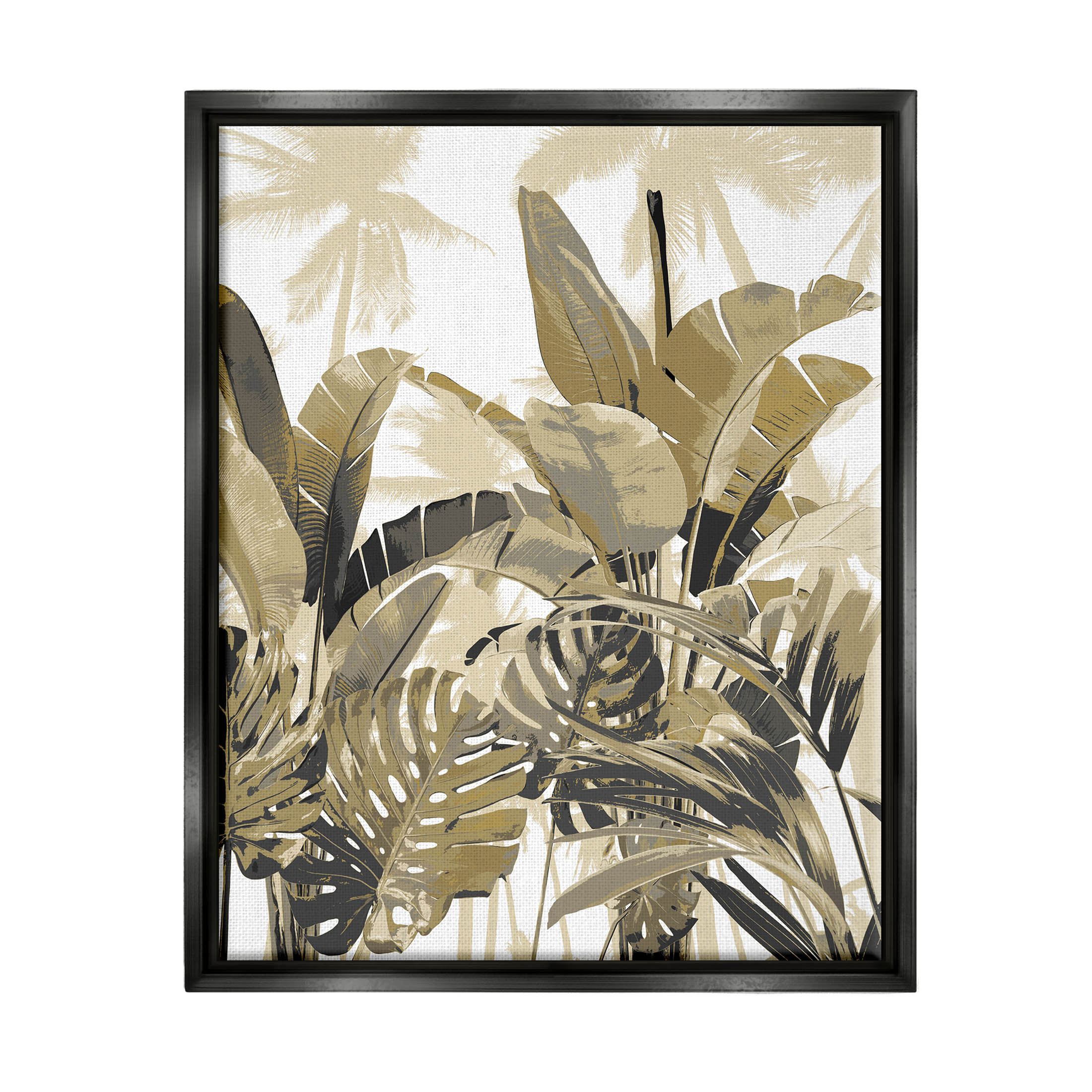 Stupell Industries Tropical Layered Summer Palms Framed Floater Canvas ...