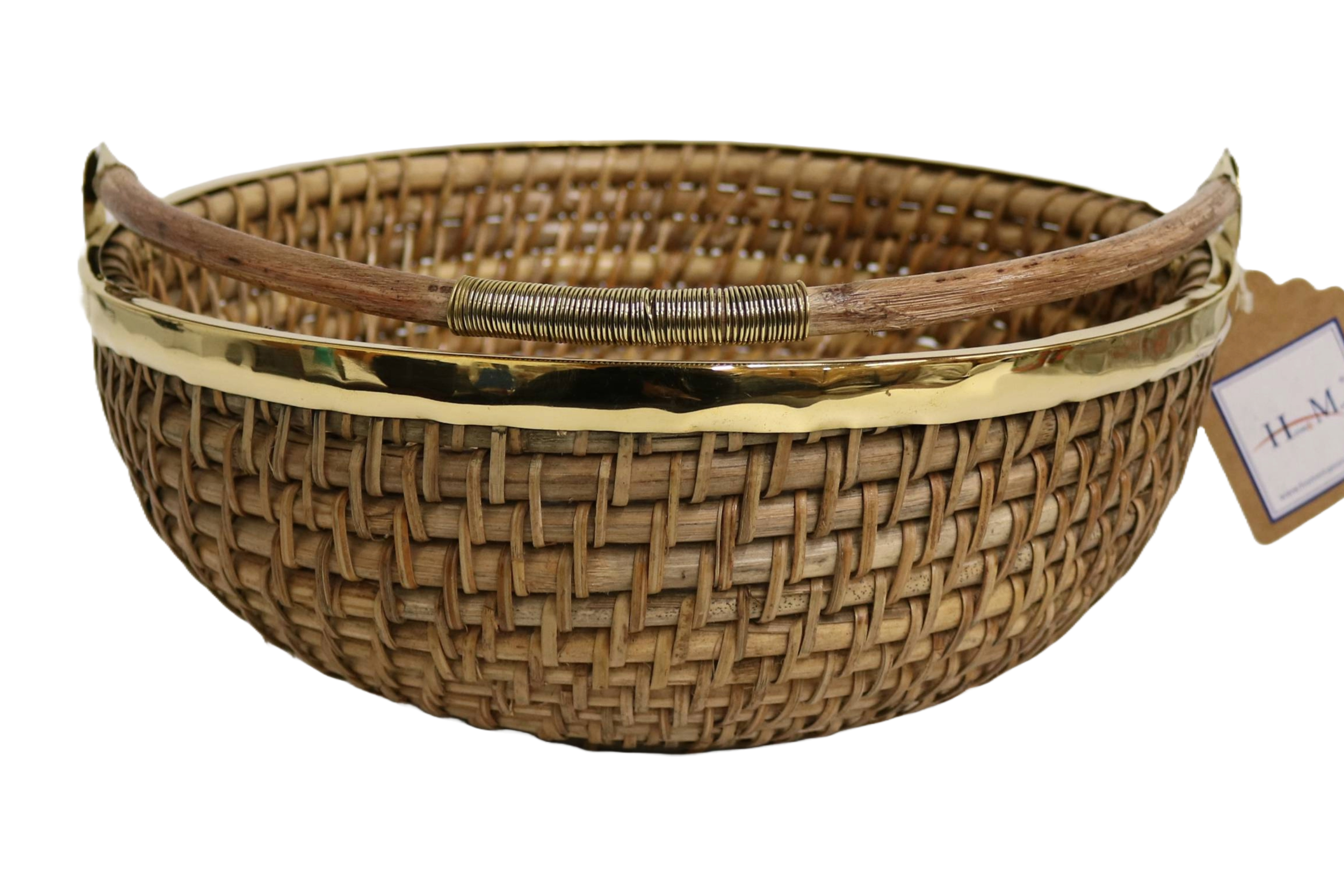 Bay Isle Home™ Home&Manor 12" Round Deep Wicker Basket with Handle and ...