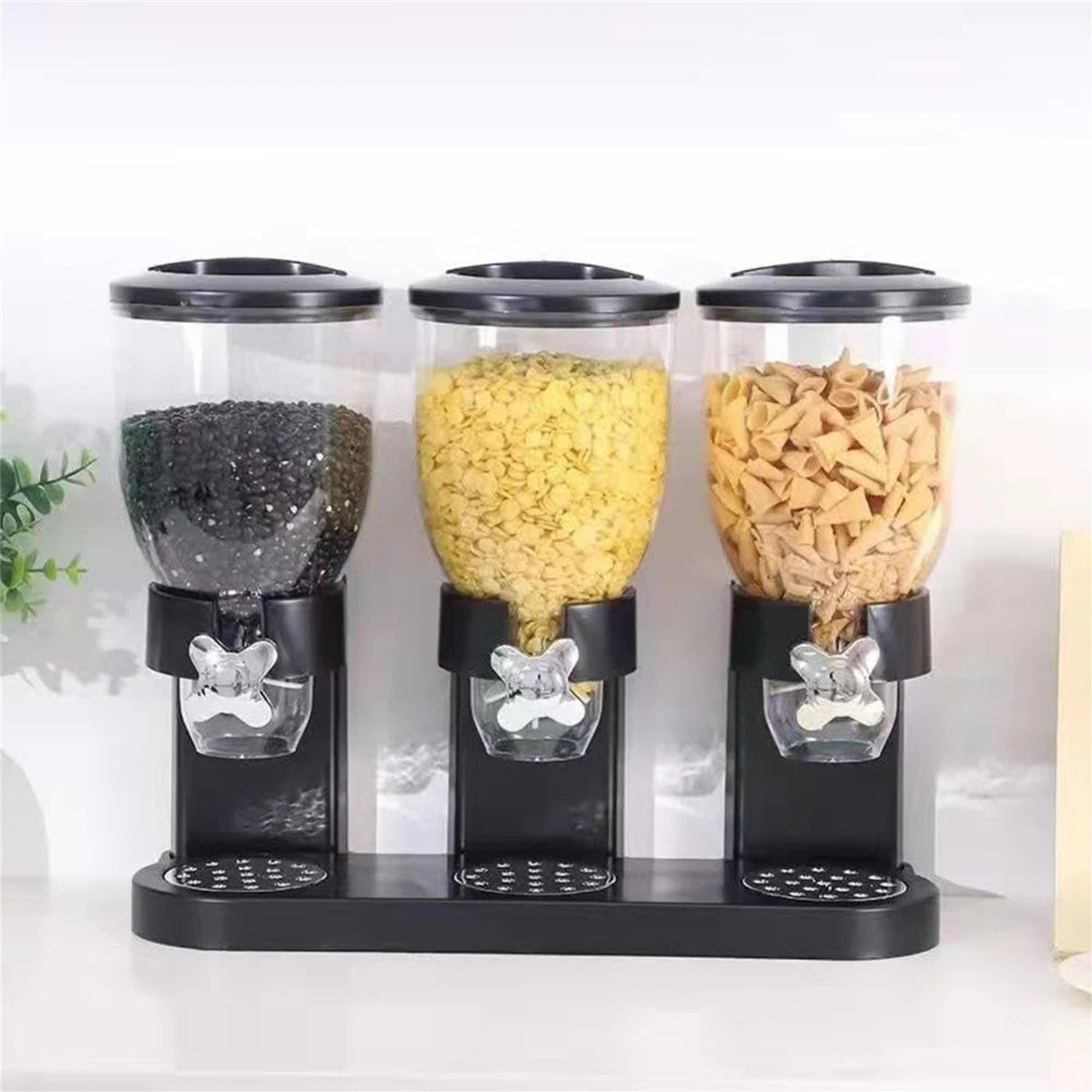 Prep & Savour Damas Dry Food Cereal Treble Dispenser Box Container ...