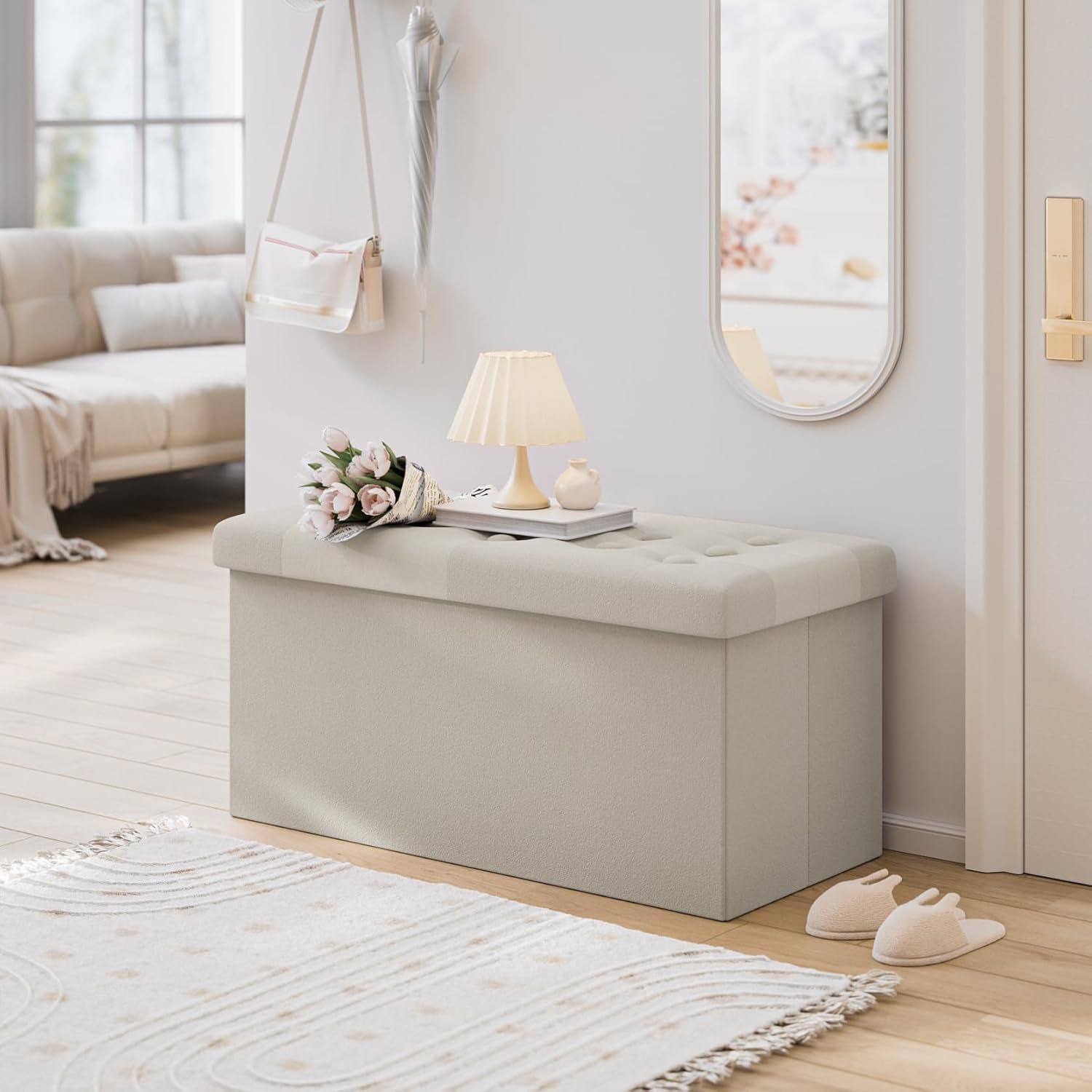 Winston Porter Velvet Folding Small Square Foot Stool With Lid For ...