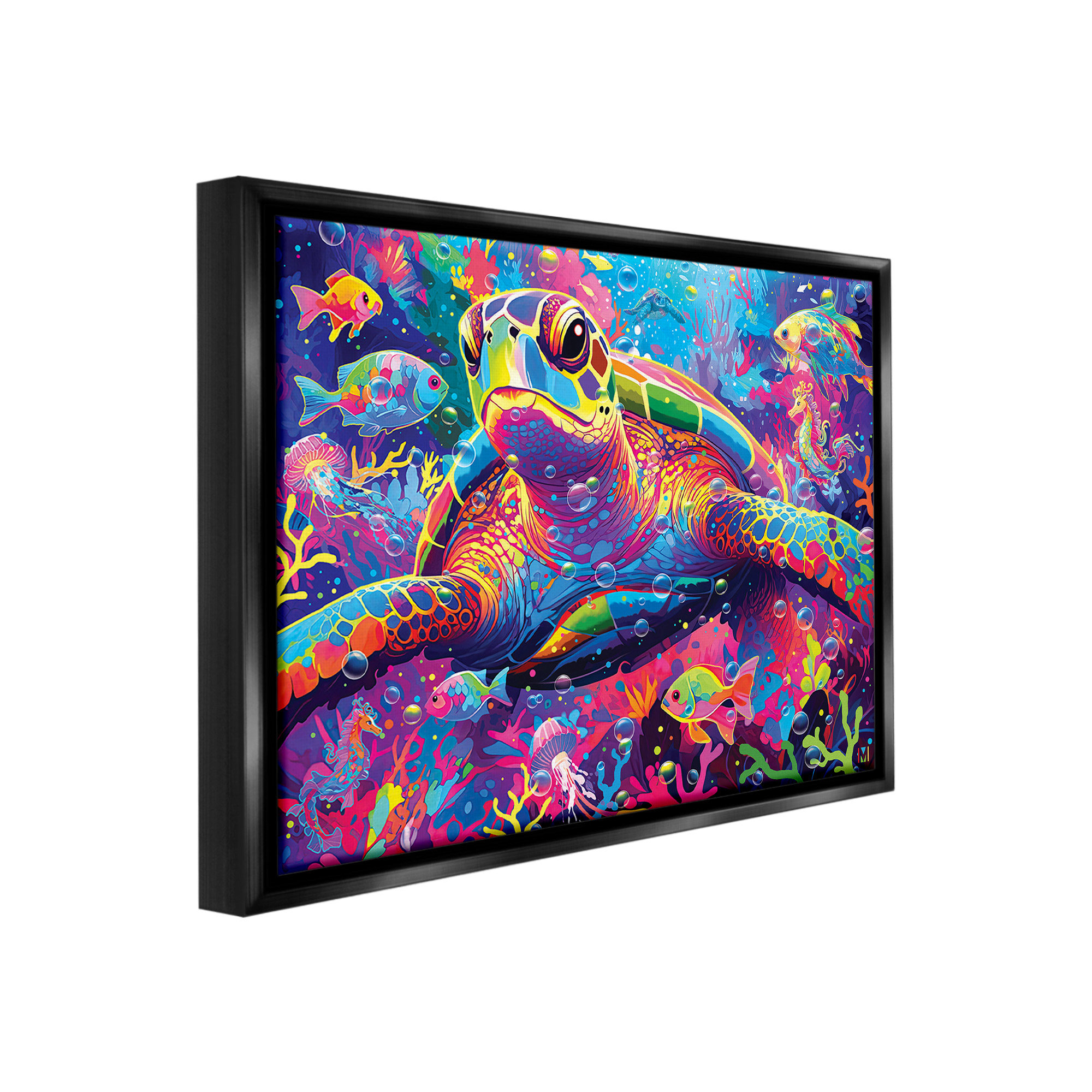 Bay Isle Home™ Modern Underwater Animals Black Framed Floater Canvas ...