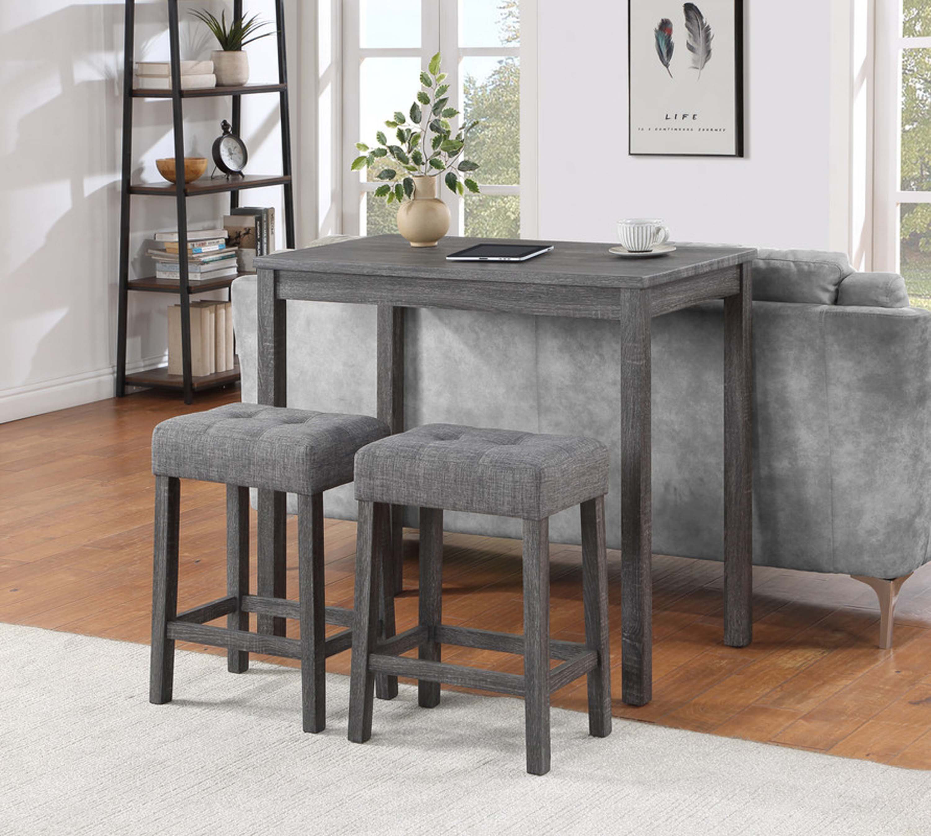 Red Barrel Studio® Lux Gray 3 Piece Counter Height 36" Pub Table Set ...
