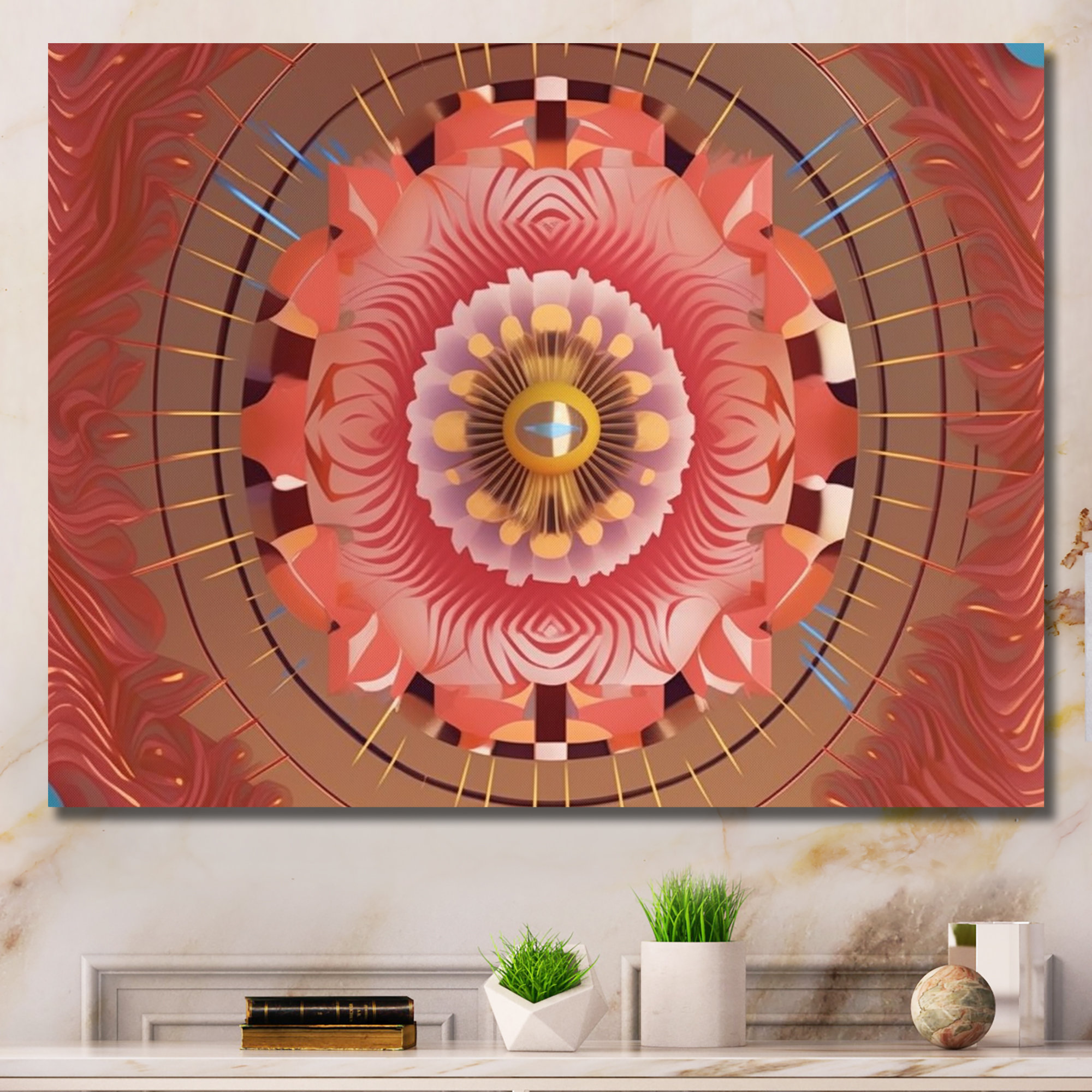 Ebern Designs Future Minimalism Retro Pink Mandala I - Print on Canvas ...