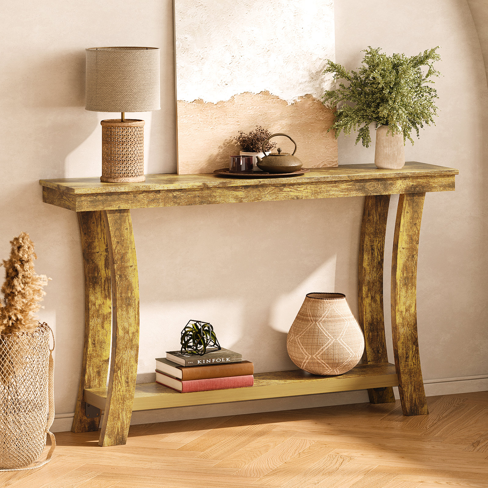 Millwood Pines 55" Wooden Console Table Entryway Table,Farmhouse Narrow ...
