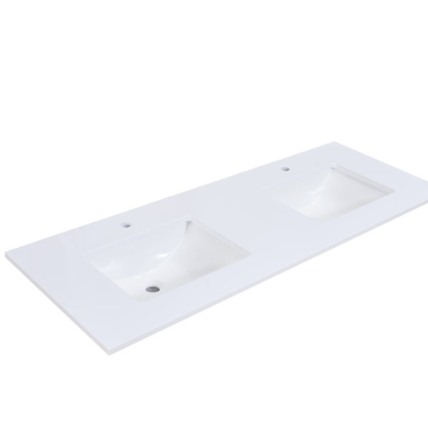 Altair Viterbo 61" Double Bathroom Vanity Top in High Gloss White Stone ...