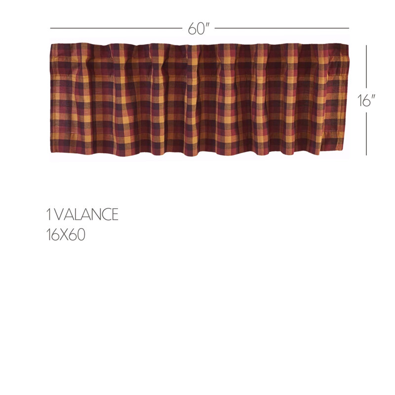Loon Peak® Drancy Plaid Cotton Tailored Window Valance in Burgundy ...