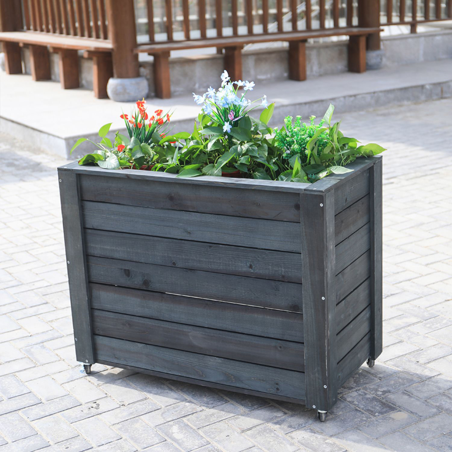 Freeport Park® Louviere 32" x 40" x 20" Charcoal Gray Planter Box w ...