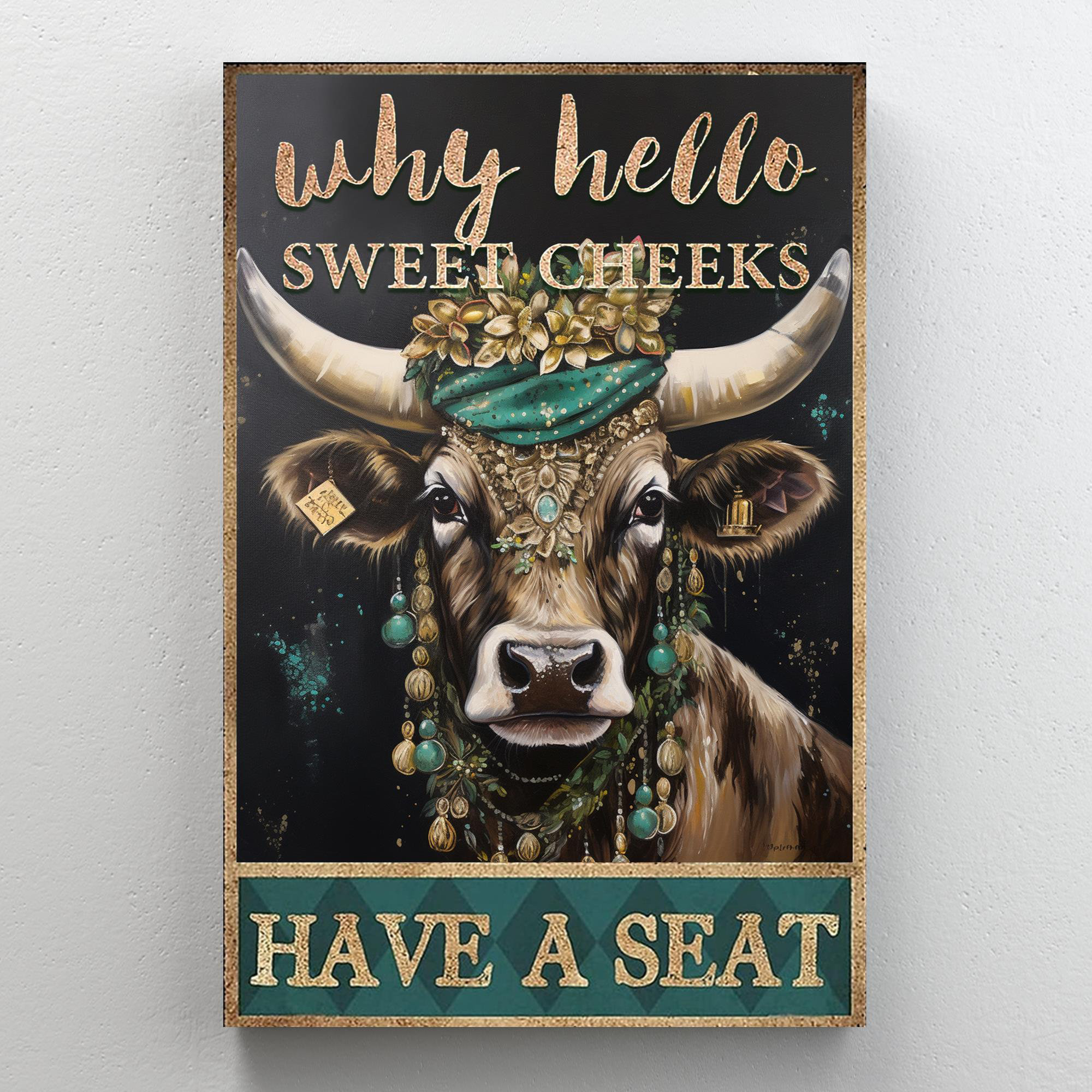 Trinx Kibwika Cow Why Hello Sweet Cheeks On Canvas Graphic Art | Wayfair