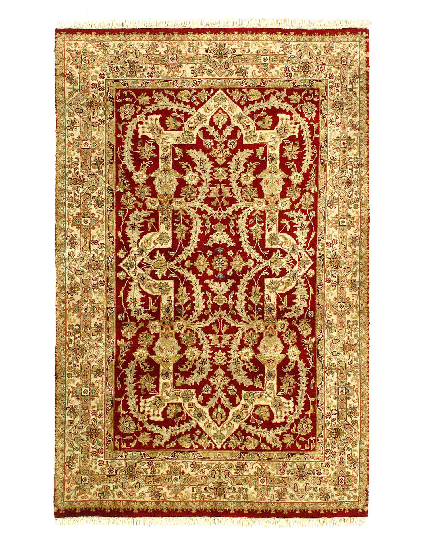 Astoria Grand Everson Hand-Knotted Wool Ivory/Red Area Rug | Wayfair