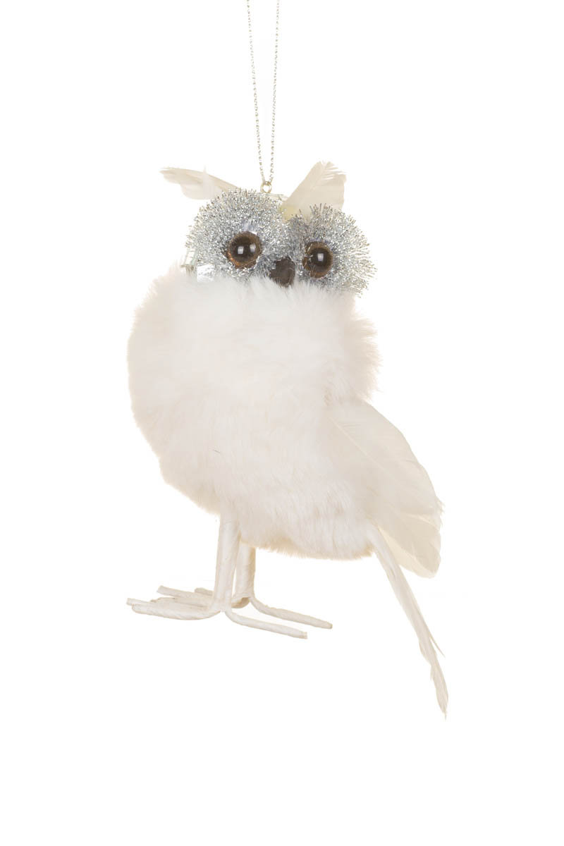 The Holiday Aisle® Furry White Foam Disco Owl Figurine Pack of 4 | Wayfair