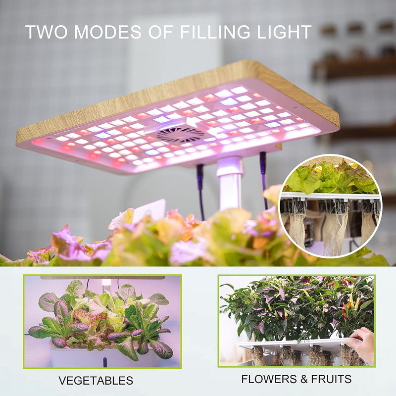 VIVOSUN Hydroponic Unit with Spectrum LED Light for Indoor Planting ...