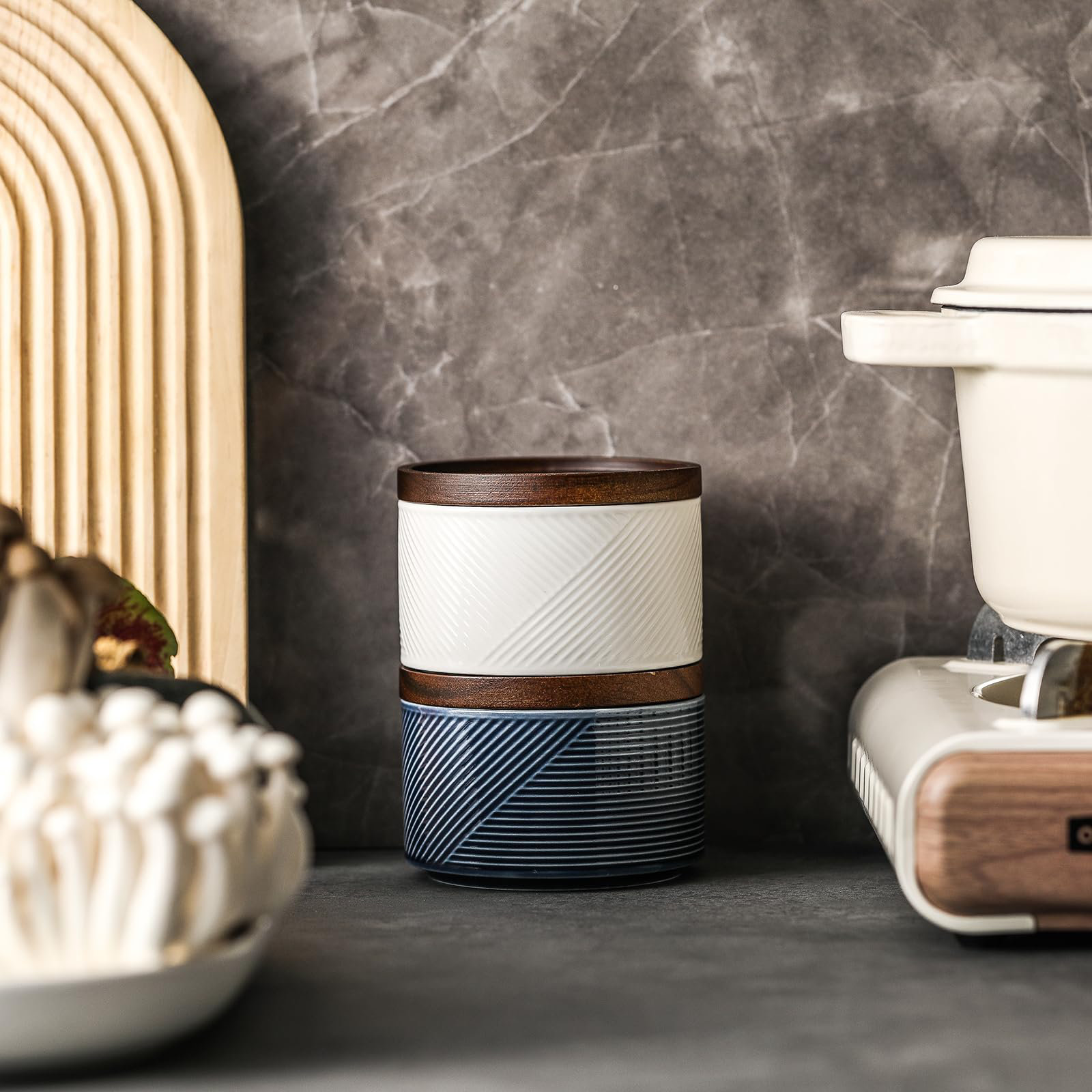 Rainbow Home Salt And Pepper Bowls: 10 Oz Ceramic Stackable Spice ...