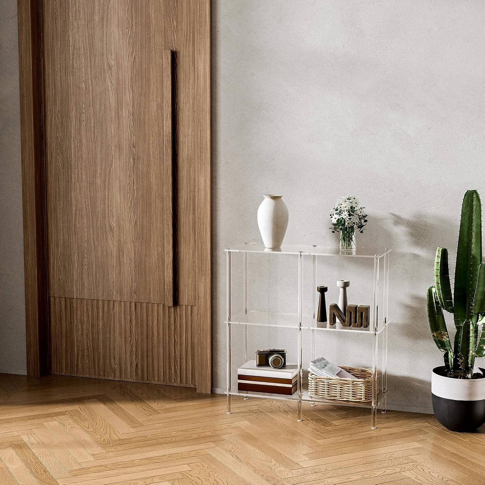 Ivy Bronx Acrylic Console Table, Table With Open Shelves, Clear Entry ...