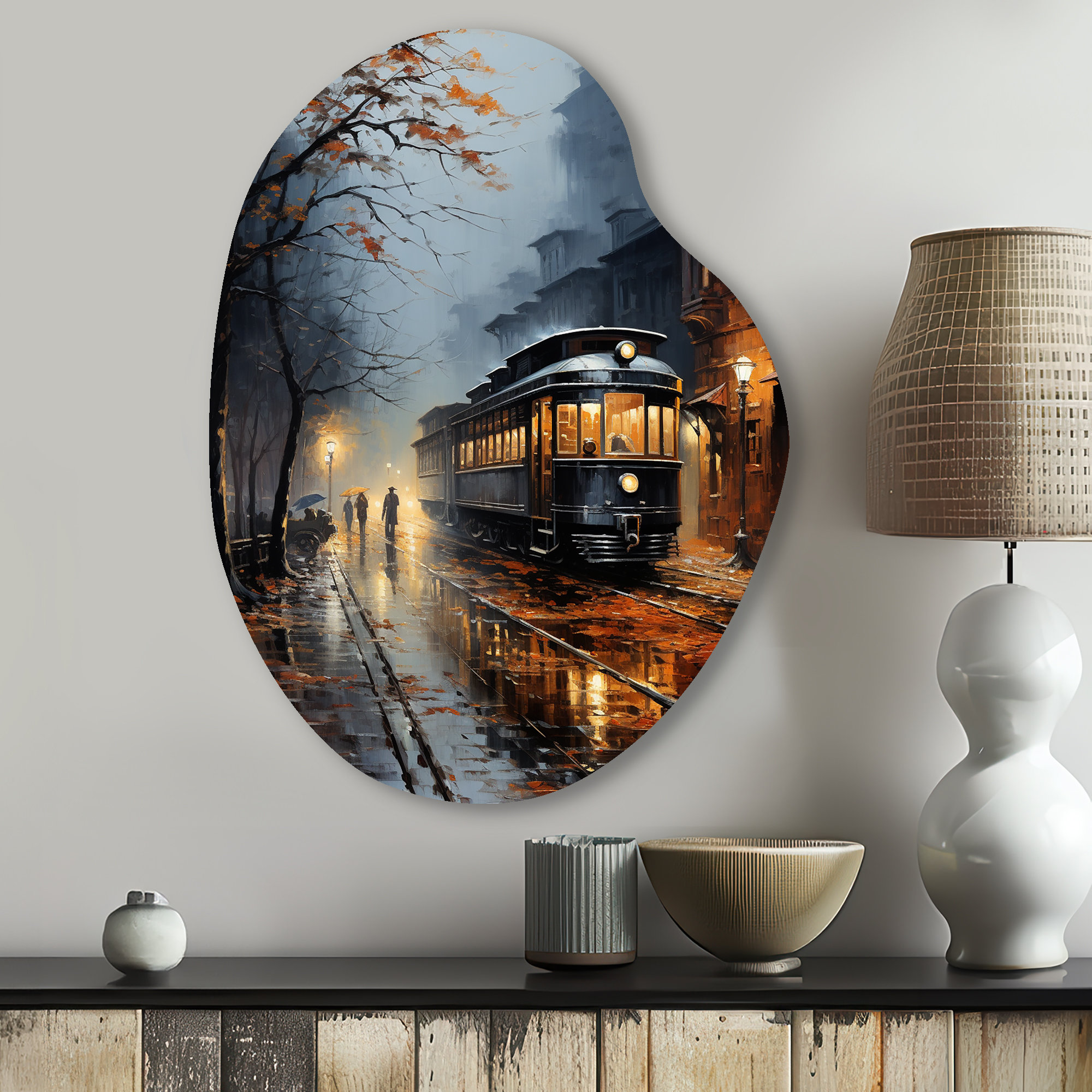 Design Art Train Misty Morning Pointillism I - Train Pear Shape ...