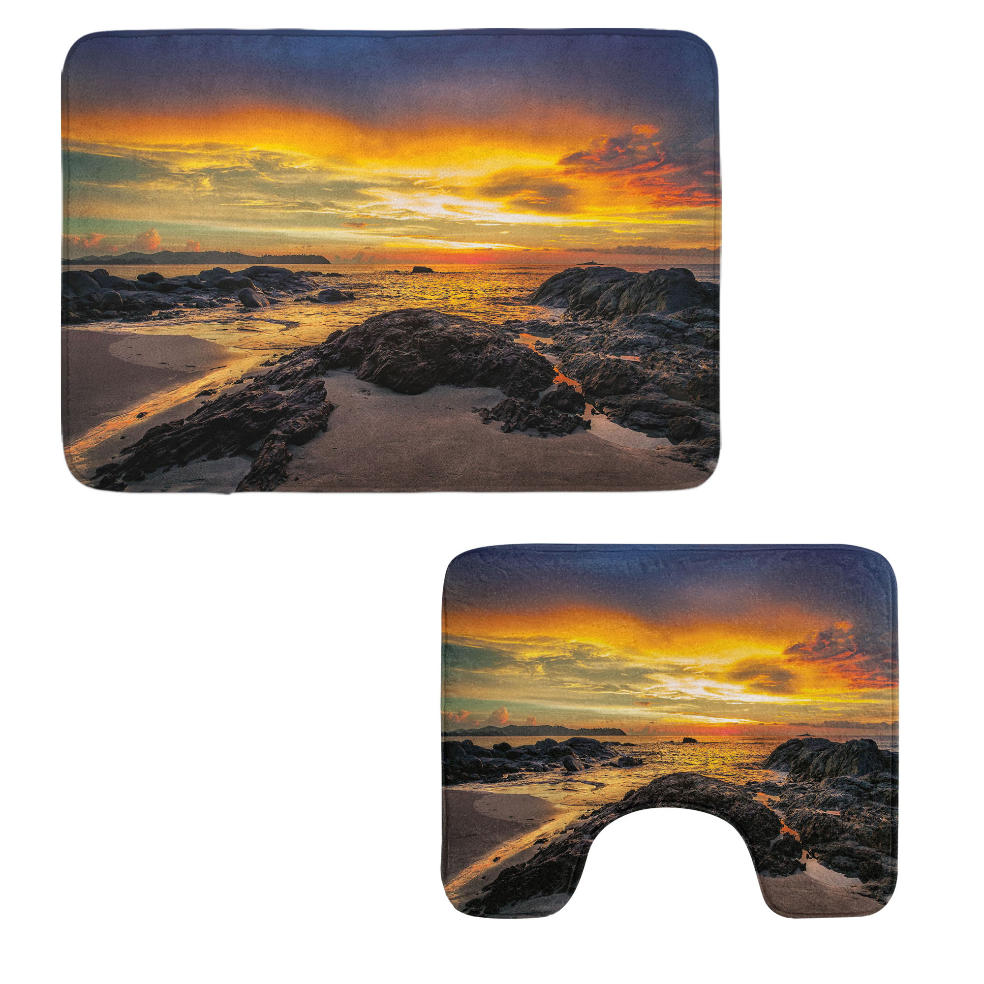 East Urban Home Colorful Bathroom Rug Set 2 Pieces Rectangle & Contour ...