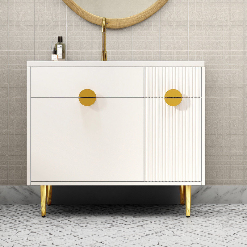 Mercer41 36" Modern Bathroom Vanity with Resin Sink, Soft-Close Door ...