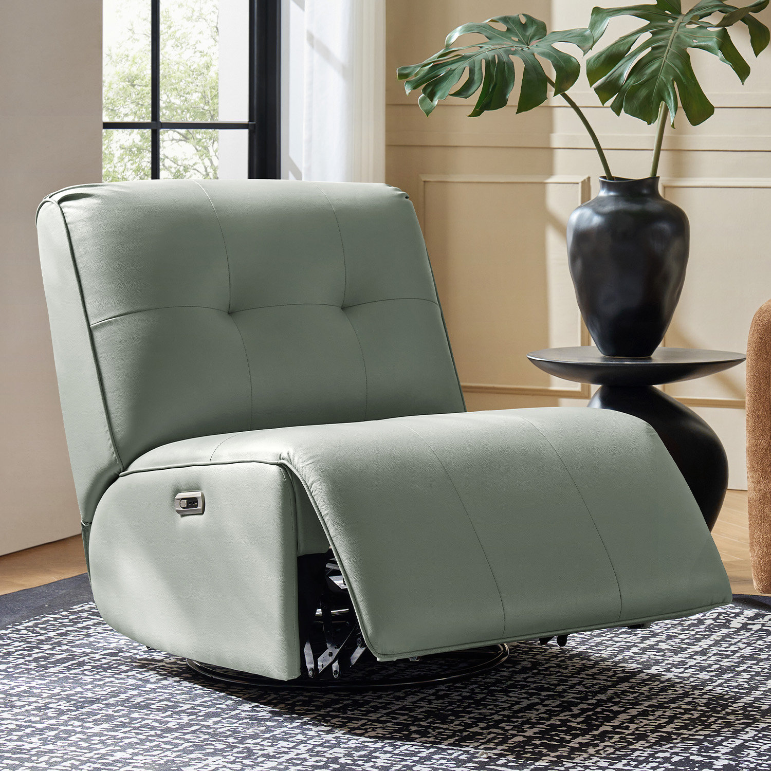 Ebern Designs Adamira Modern Faux Leather Swivel Rocker Power Recliner ...