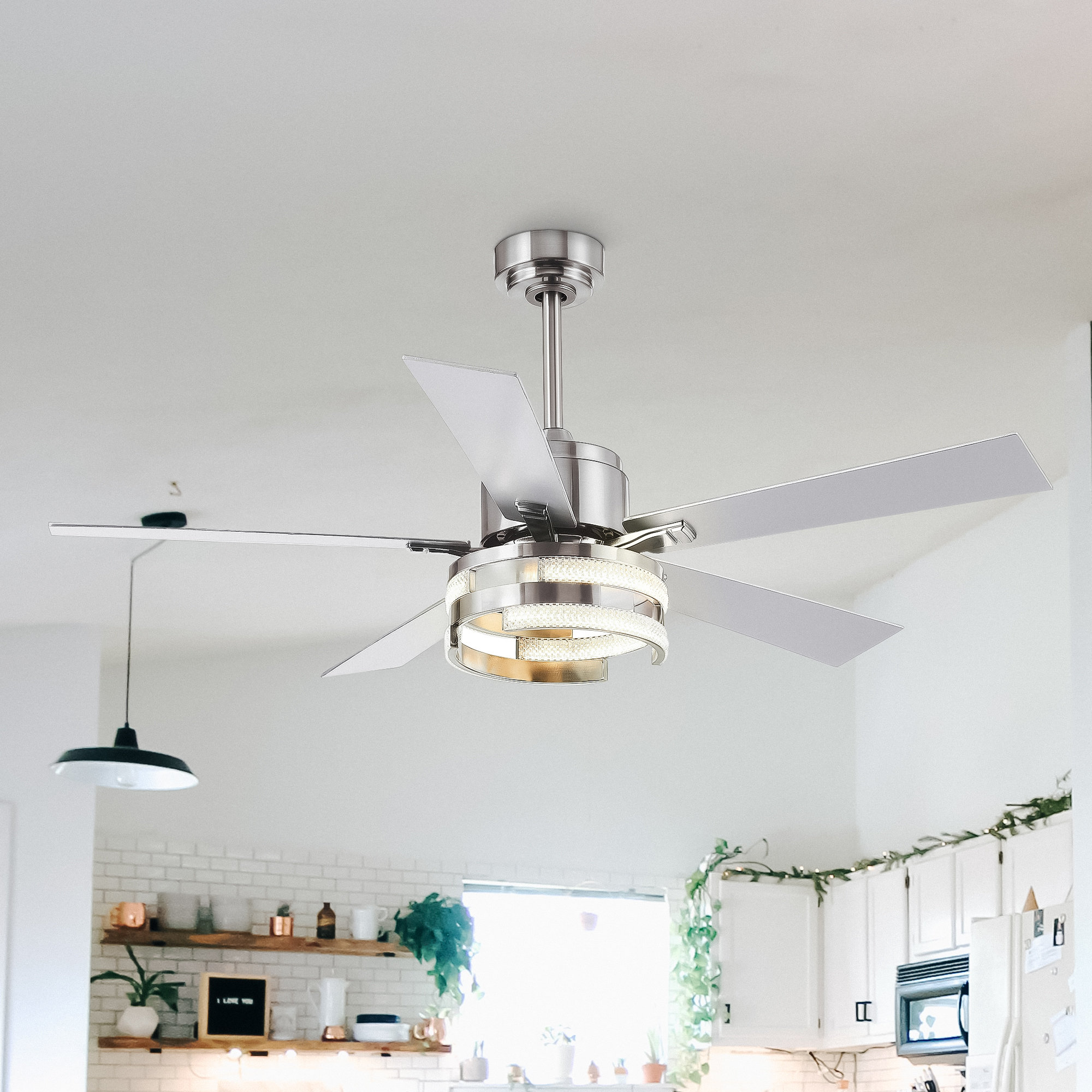 Ivy Bronx Iardella 52" Lardella 5 - Blade LED Crystal Ceiling Fan with ...
