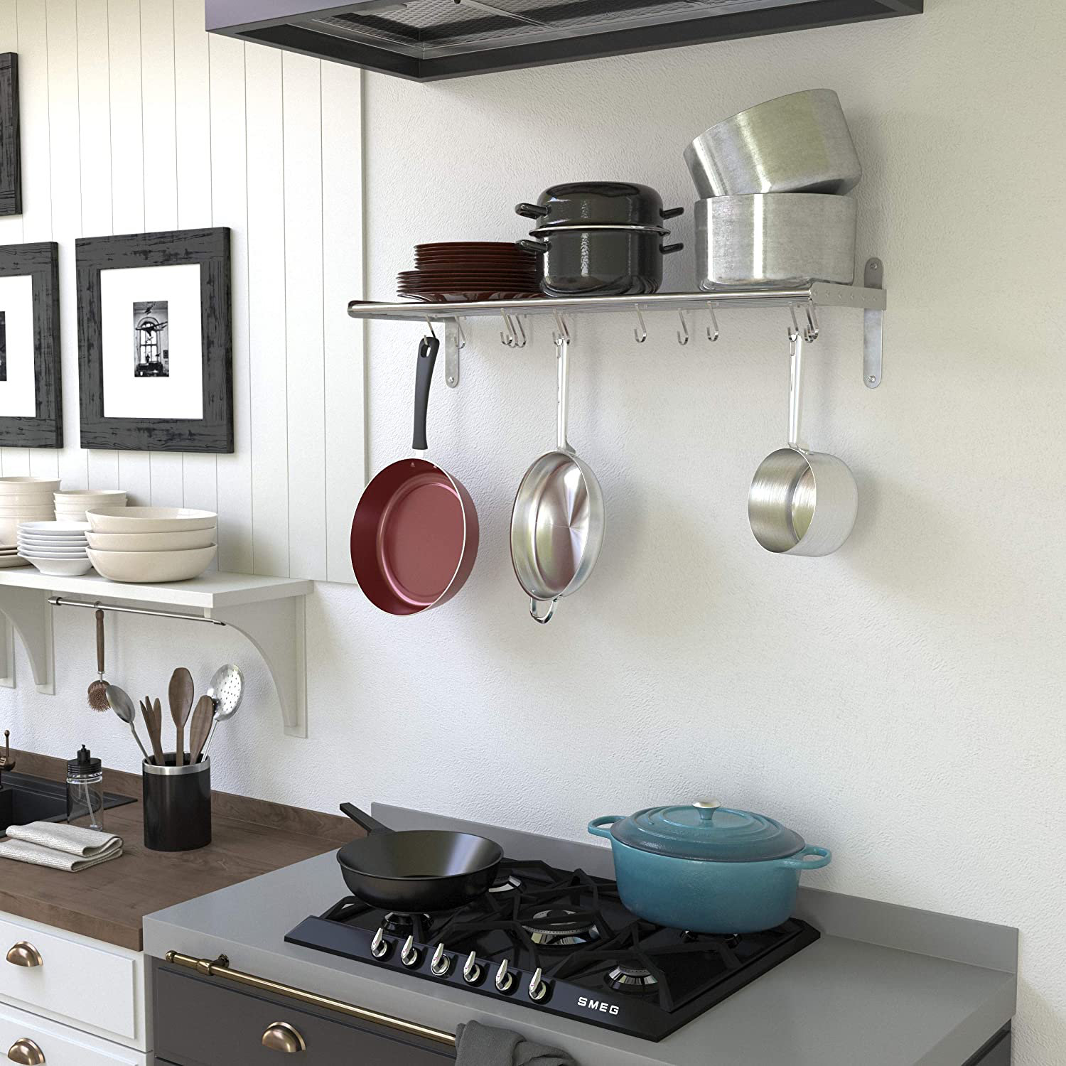 Prep & Savour Metal Straight Wall Mounted Pot Rack | Wayfair