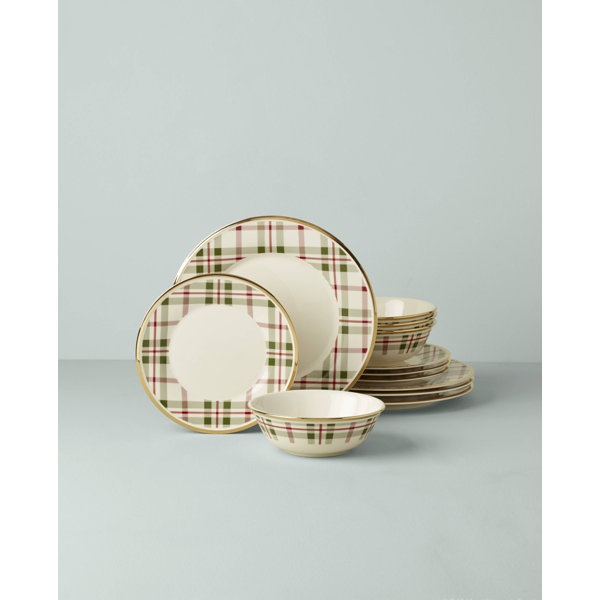 Lenox Holiday Plaid 12-Piece Dinnerware Set | Wayfair