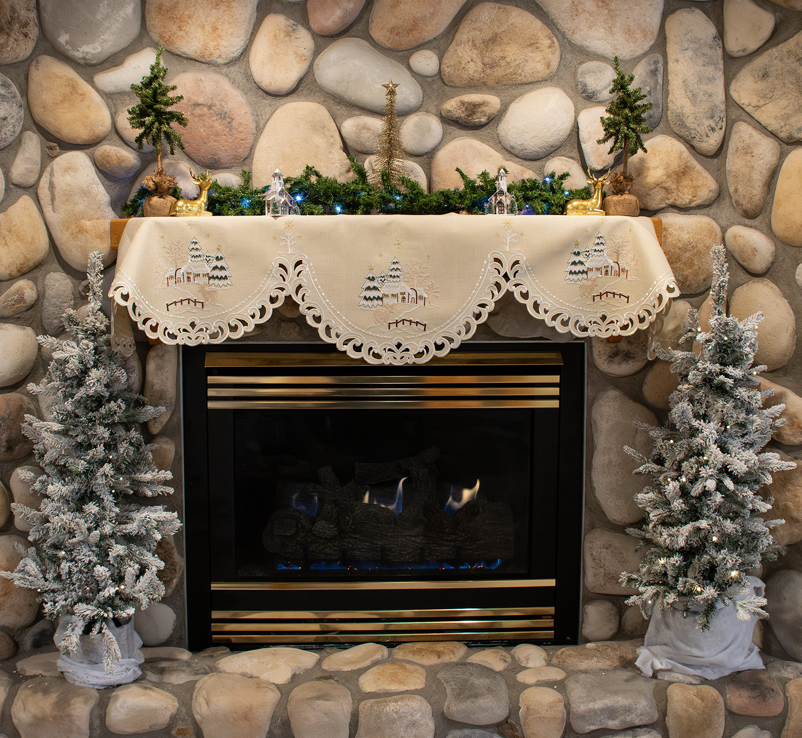 The Holiday Aisle® Josalynn Embroidered Rustic Farmhouse Beige ...