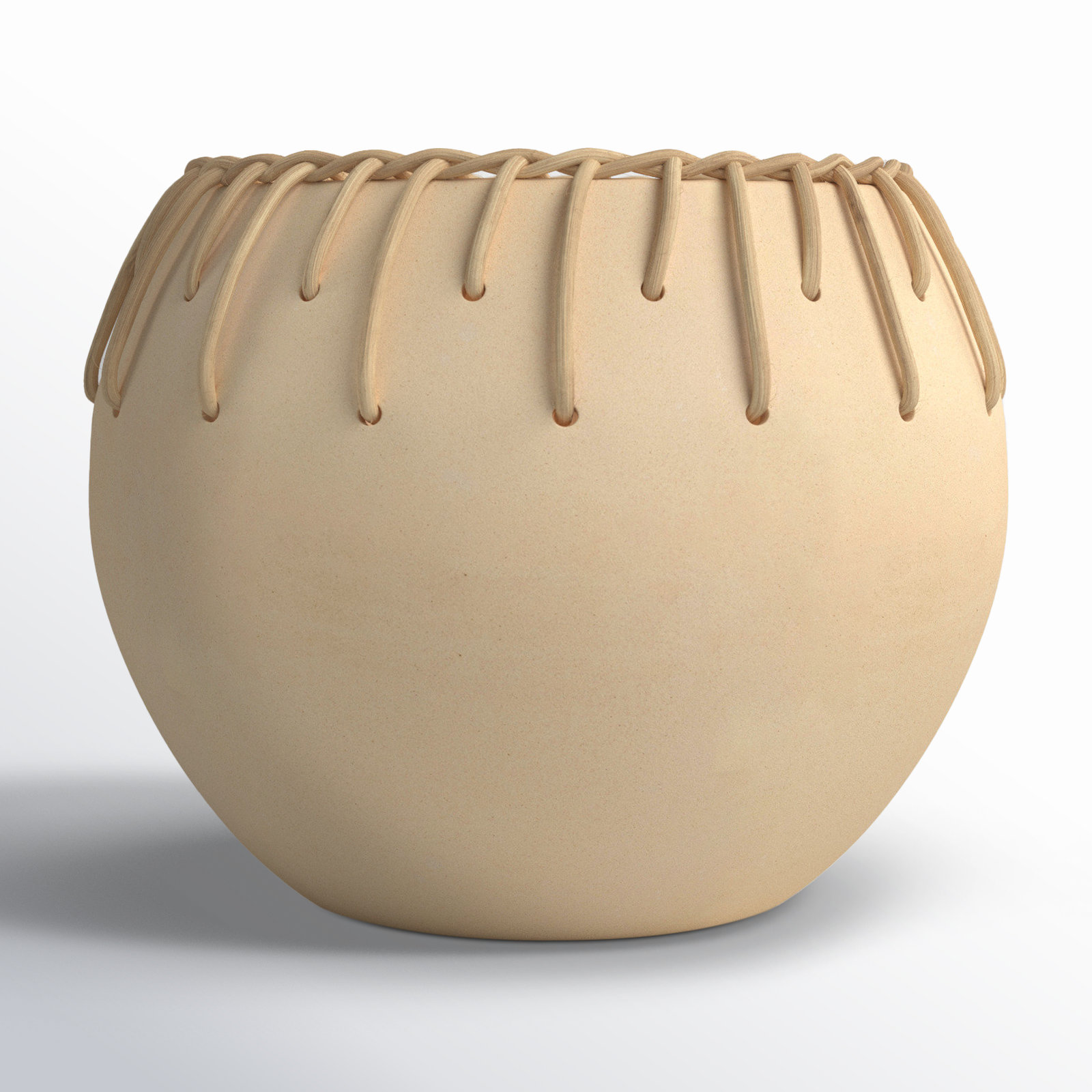 Joss & Main Elsye Ceramic 9"D Bowl With Weaving, Natural, Round | Wayfair