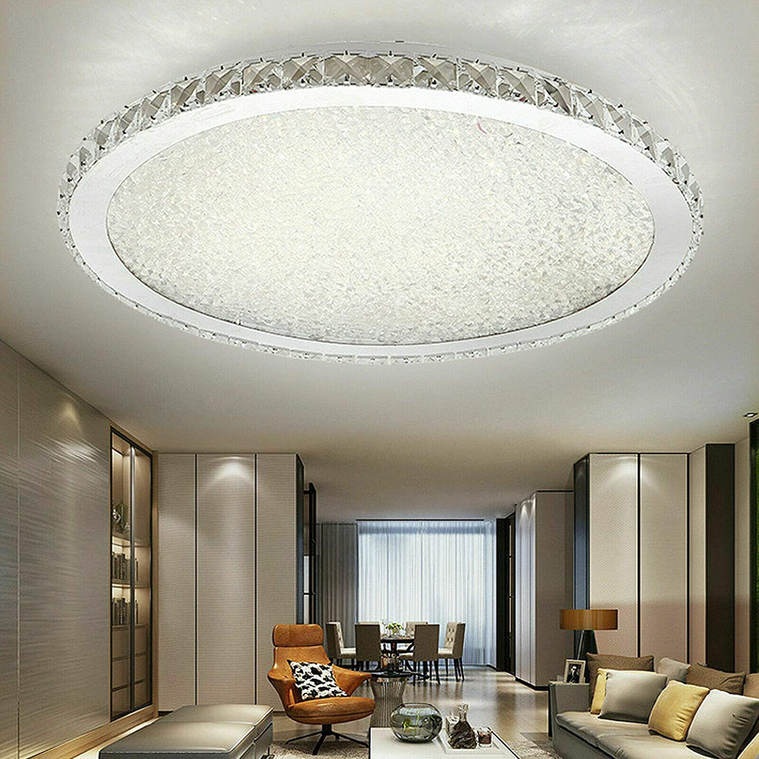 Williston Forge 16 Inch Modern Luxury Crystal Glass Round LED Ceiling ...