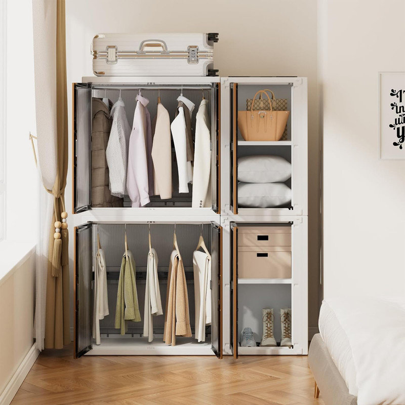 Latitude Run® 79.3 Gal Portable Armoire Wardrobe Closets,Stackable ...