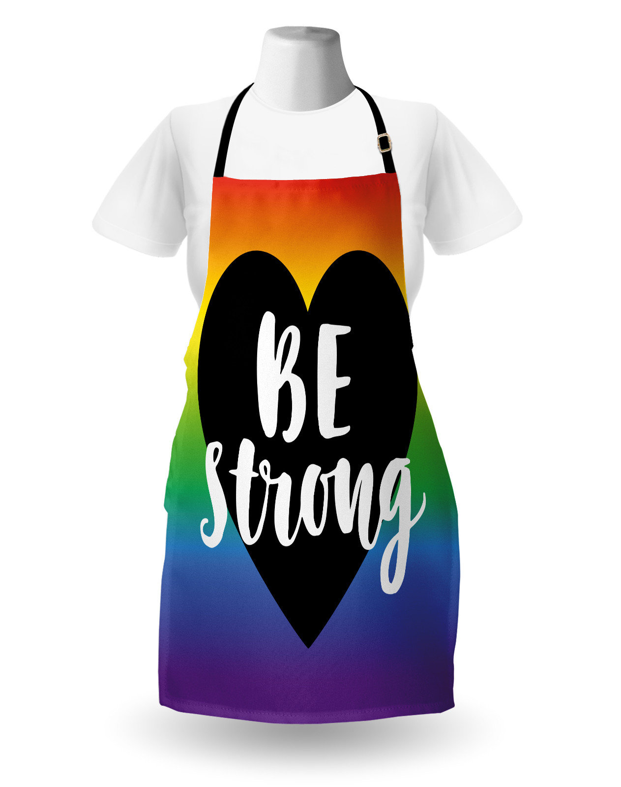 East Urban Home Pride Apron Unisex, Be Strong Slogan Heart, Adult Size ...