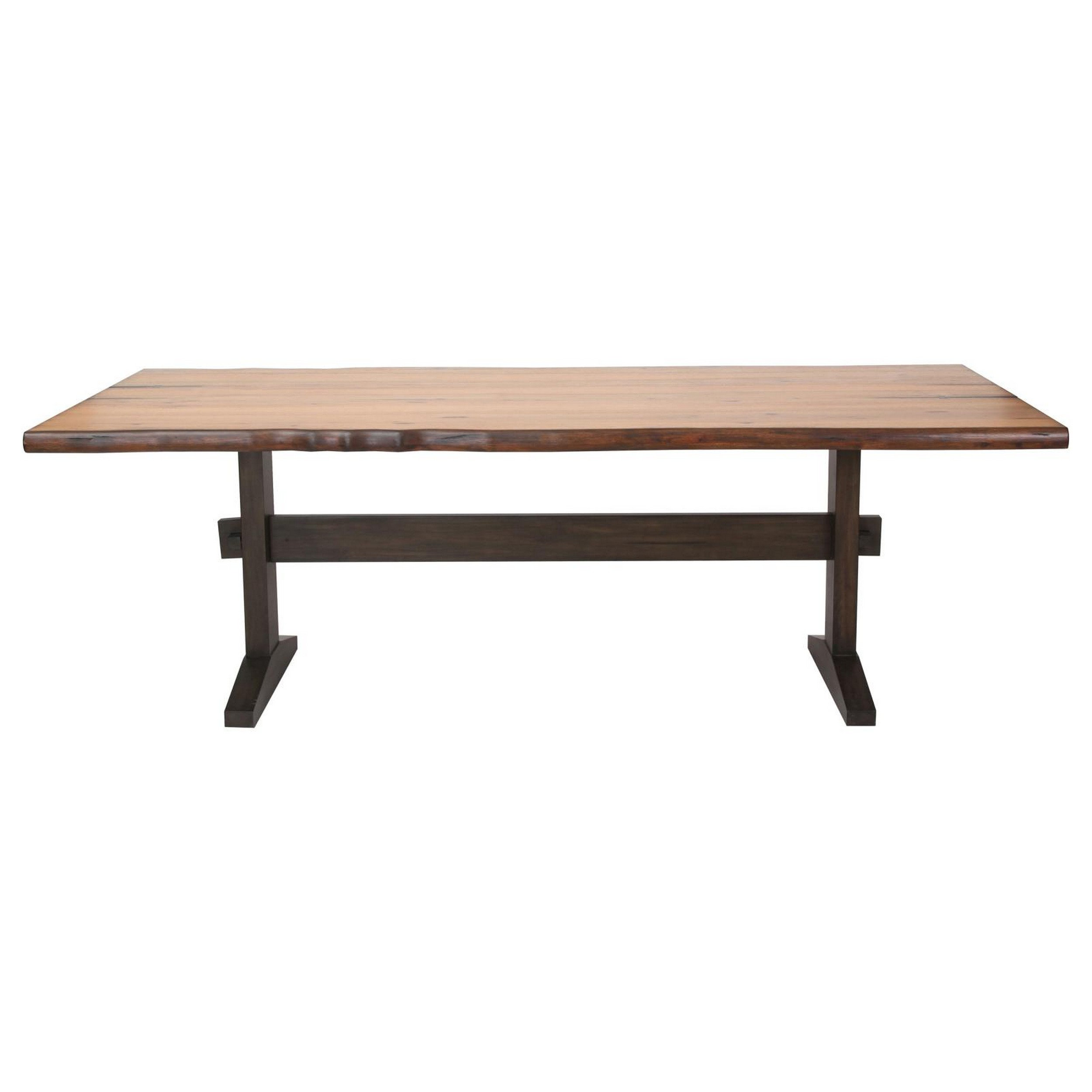 Millwood Pines Brently 90 Inch Dining Table, Industrial Style Trestle ...