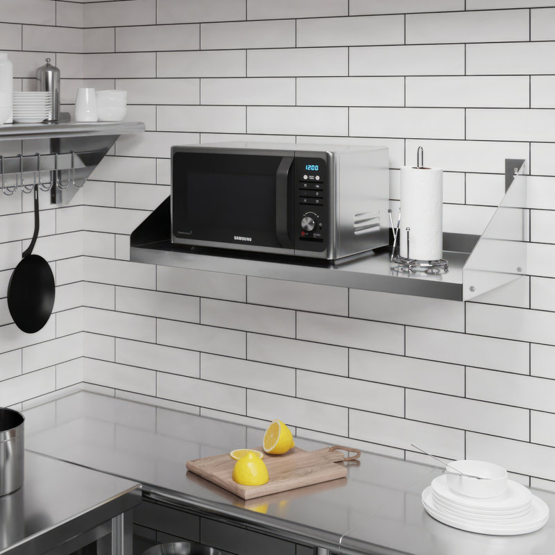 Amgood 18 in. x 36 in. Stainless Steel Microwave Shelf | Wayfair