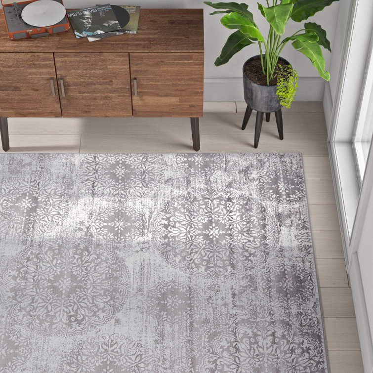 Mistana™ Brandt Floral Light Gray Area Rug & Reviews | Wayfair