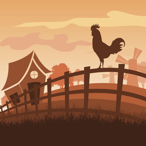 Brambly Cottage Farm Landscape by Istarif - Wrapped Canvas Print ...