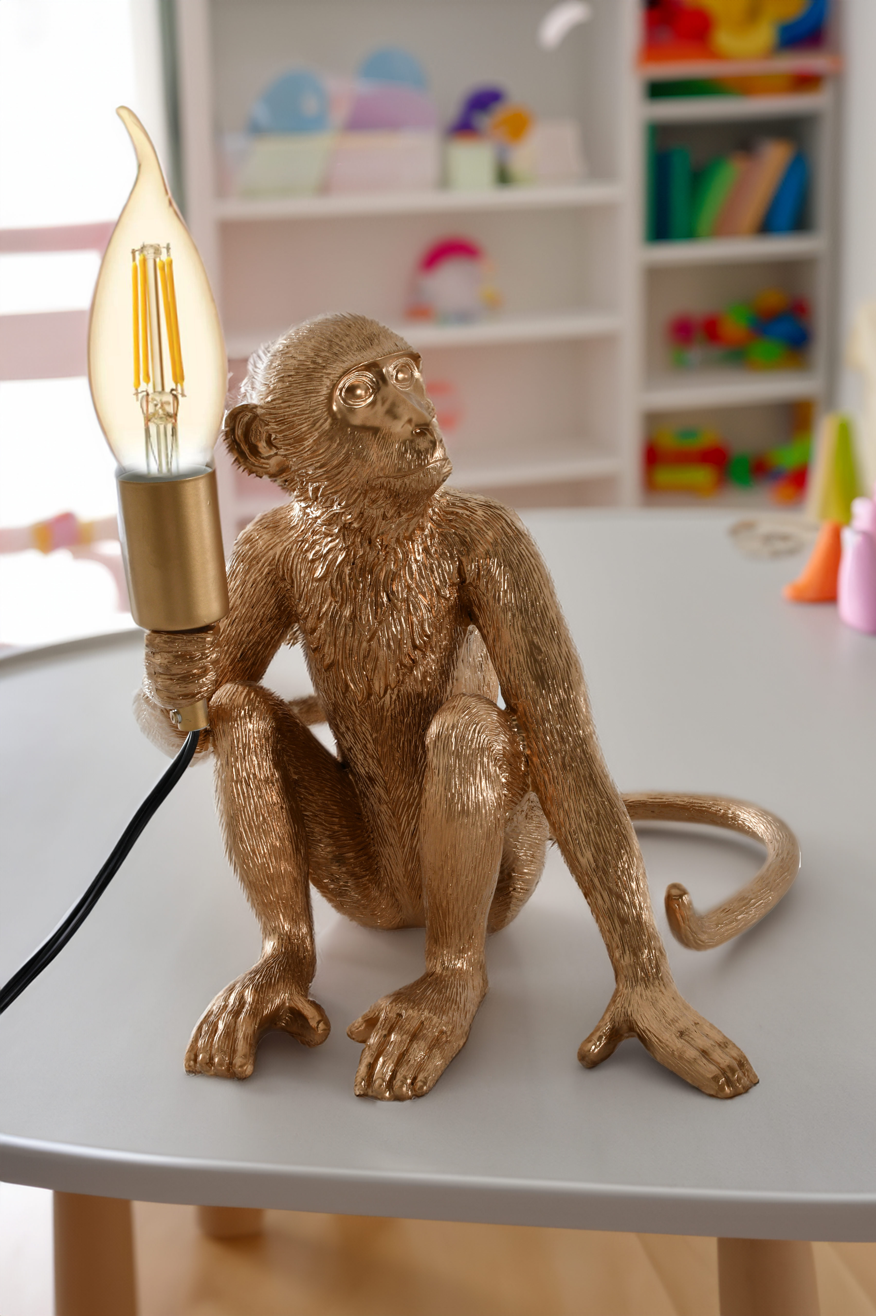 Bungalow Rose Golden Monkey Sitting Table Lamp | Wayfair