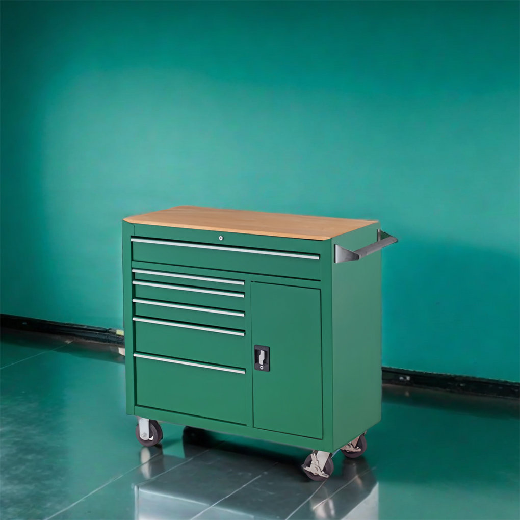 GearGlide Green Multi-Tool Cart With Wheels 40.6'' W Steel Bottom ...