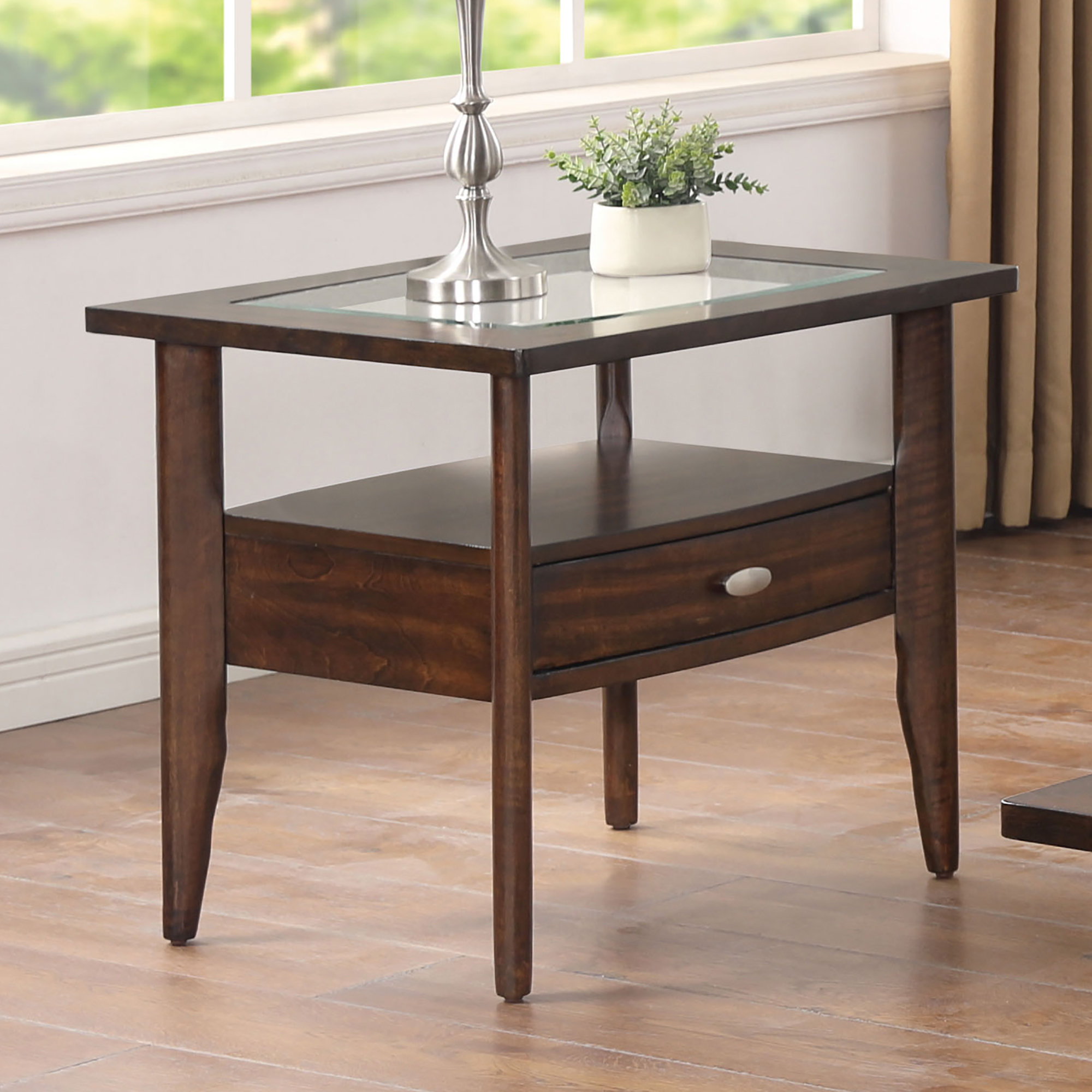 Red Barrel Studio® Abrie Glass Sled 1 - Drawer End Table with Storage ...