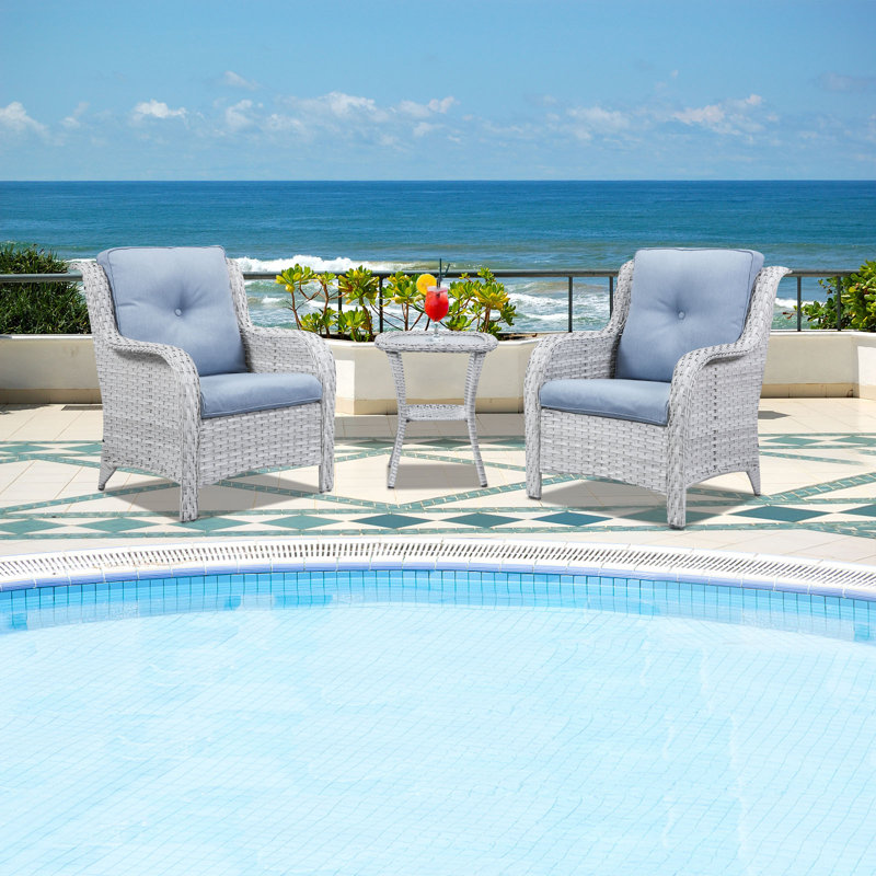 Hummuh Carolina 3 Piece Rattan Seating Group with Cushions & Reviews ...