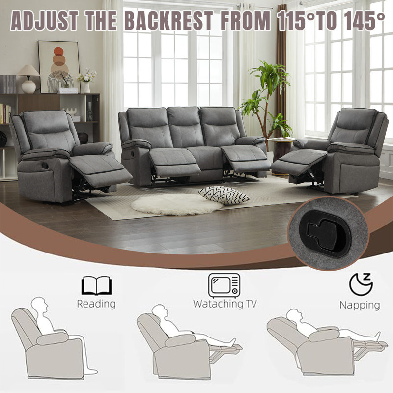 Latitude Run Manual Reclining Sofa Suite Recliner Couch Sofa | Wayfair ...