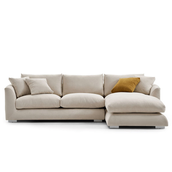 Latitude Run® Jessus Contemporary 110-Inch Feathers Sectional Sofa with ...