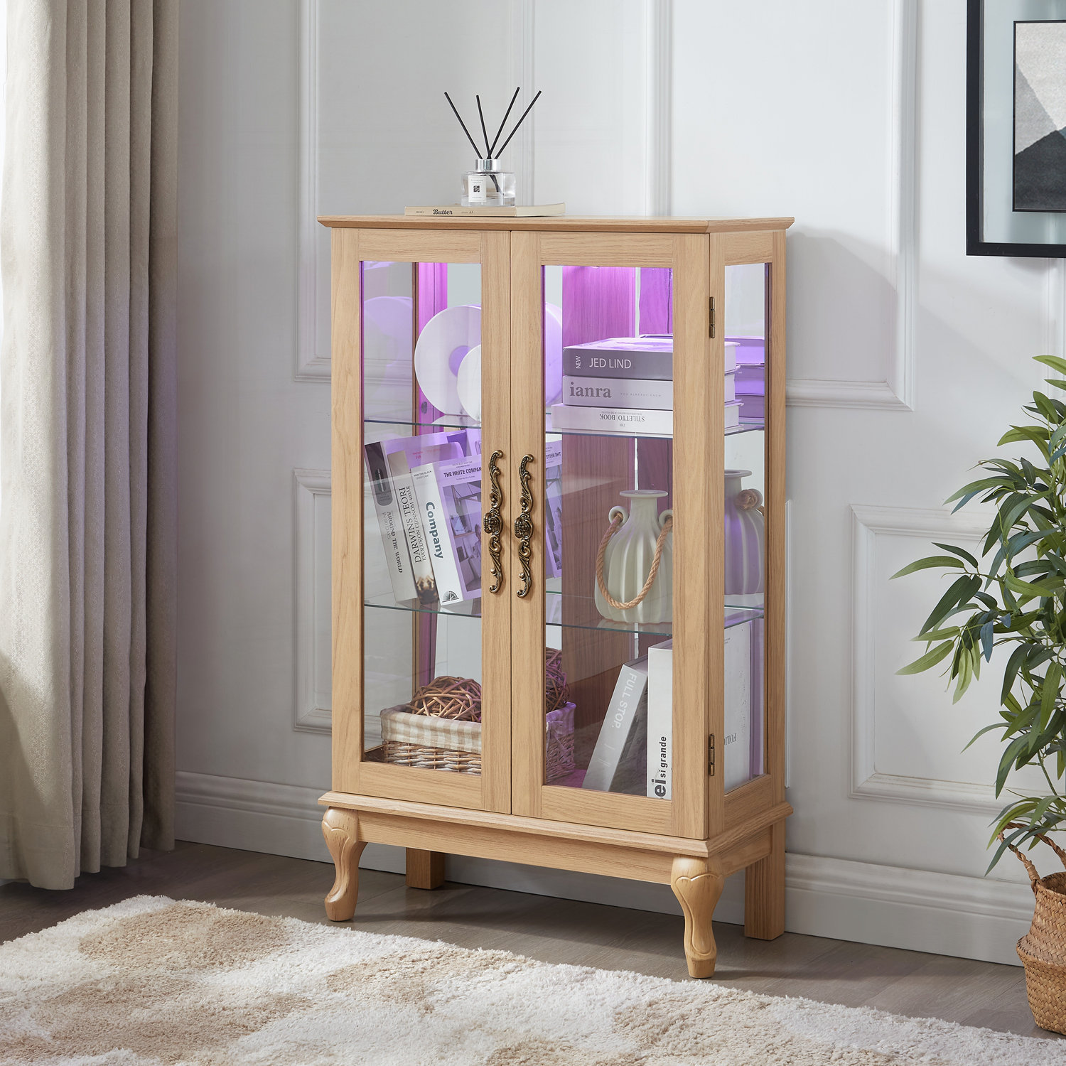 House of Hampton Sophisticated Curio Cabinet with Multiple ...