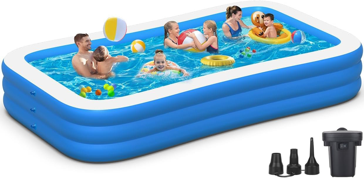 Utibia Extra Large Inflatable Swimming Pool with Pump,Blow Up ...