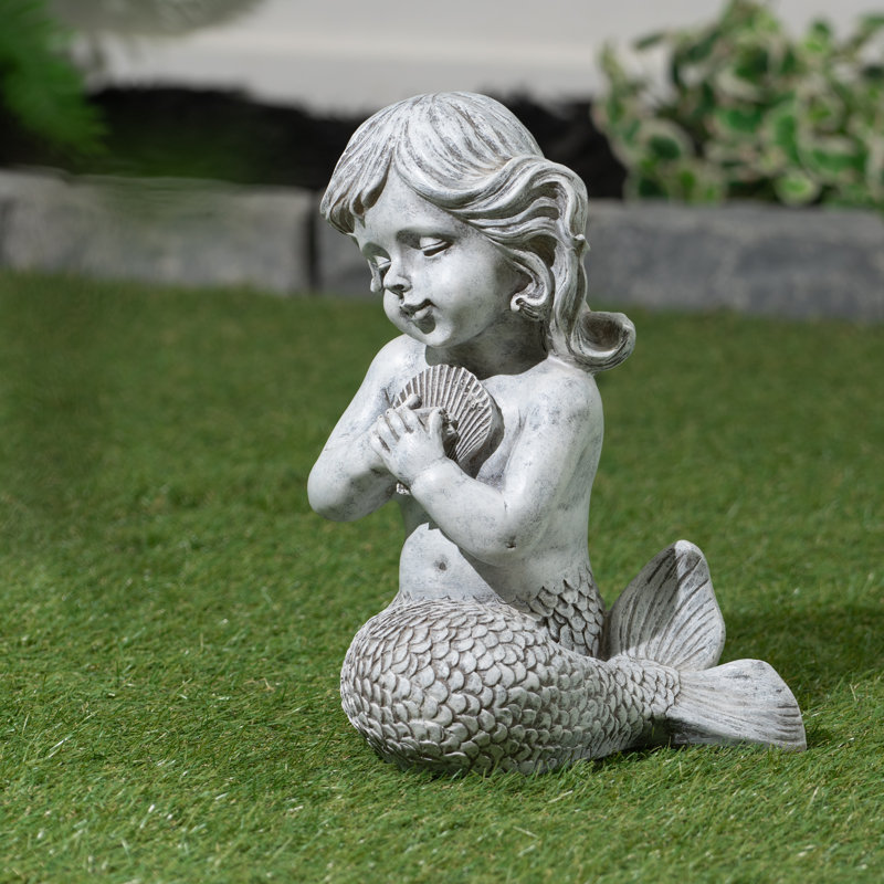 Hi-Line Gift Ltd. Mermaid Kneeling and Holding Shell Statue & Reviews ...