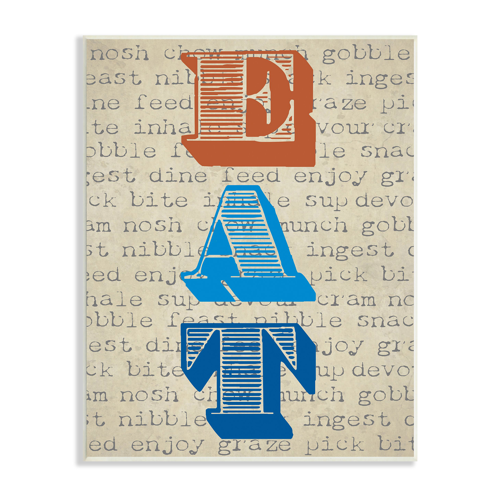 Stupell Industries Eat Vintage Striped Stamp Lettering Kitchen Sign ...