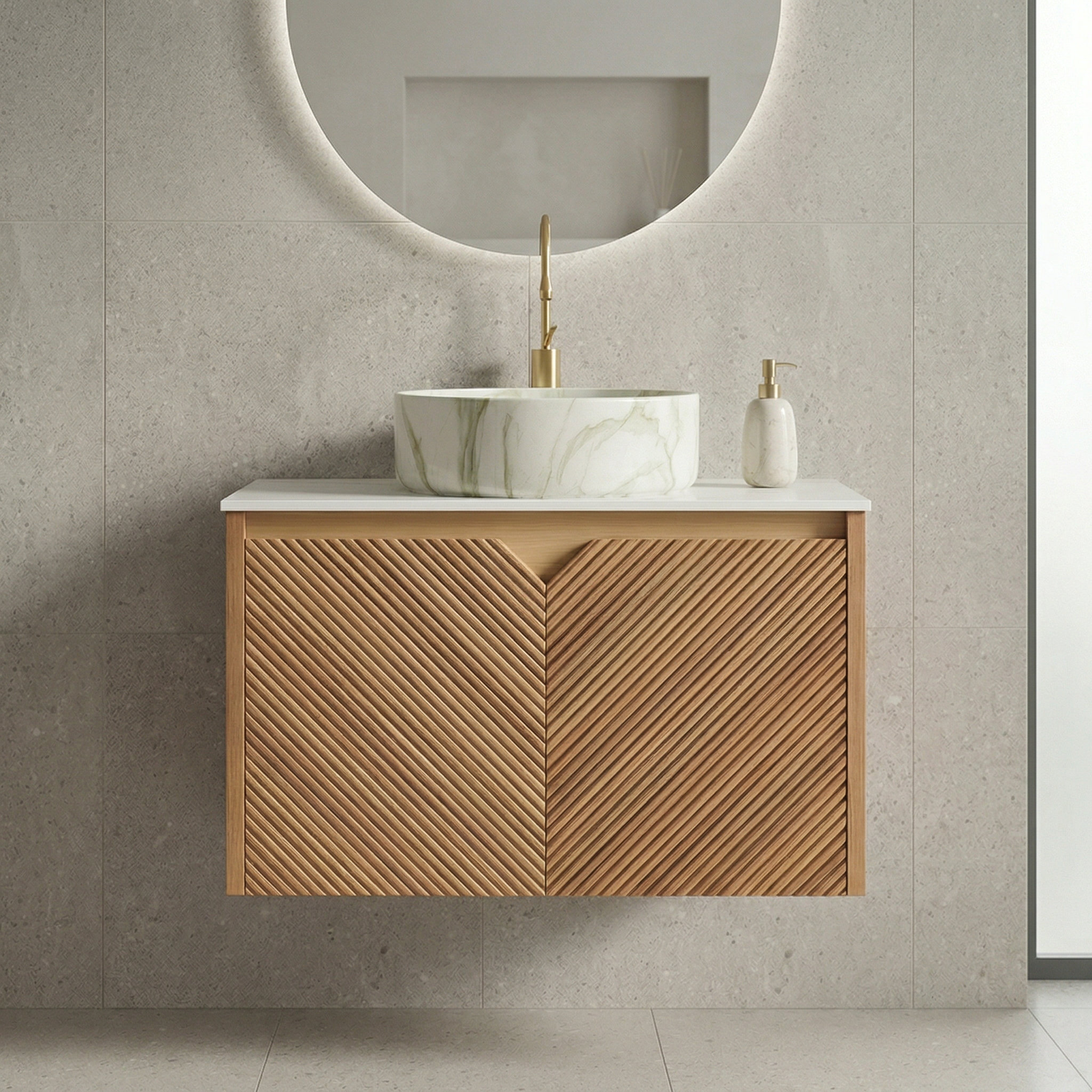 Ebern Designs RUBEN 24" Floating Bathroom Vanity With Twill Solid Wood ...